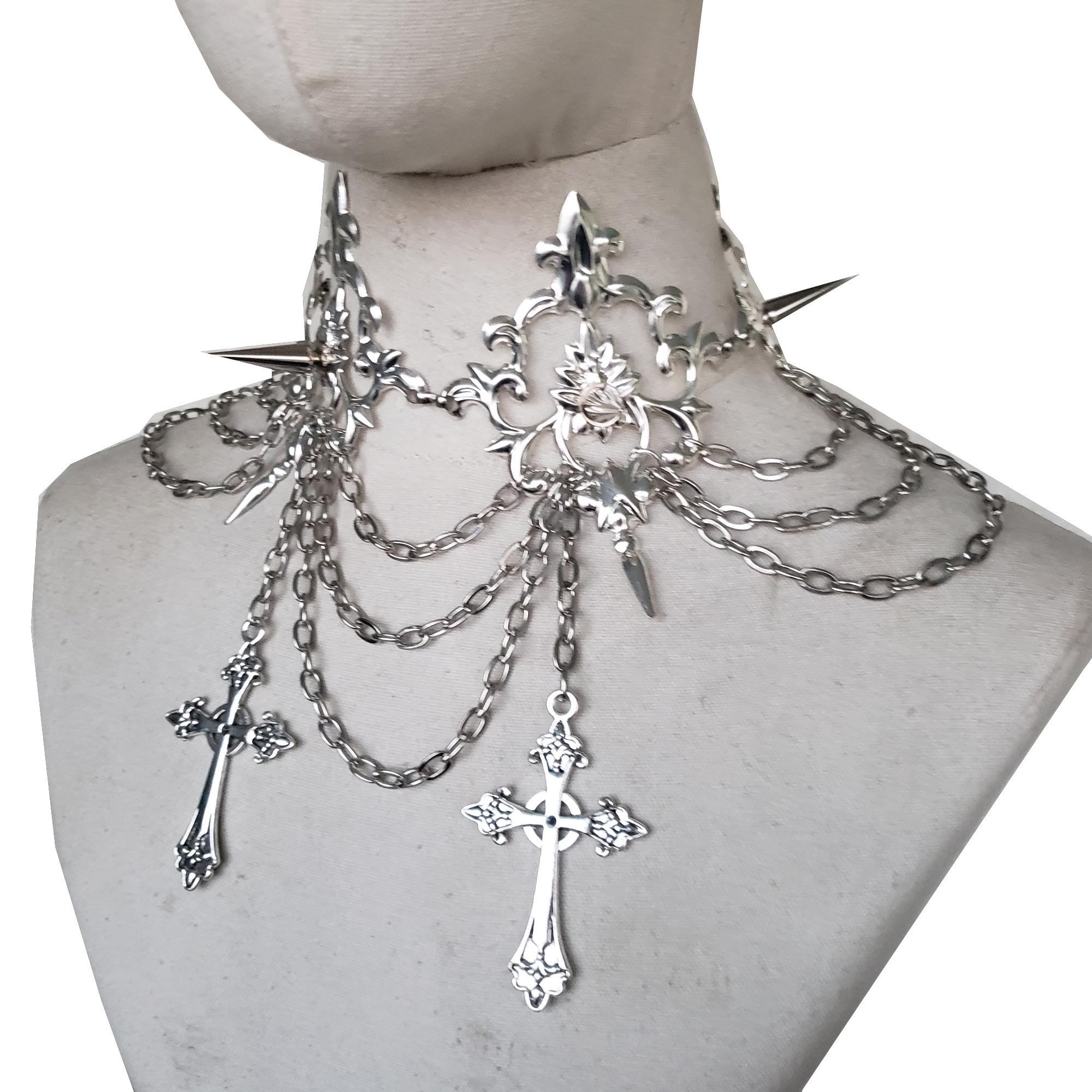 Metal Filigree Gothic Choker ,spike Goth Vintage Necklace - Etsy