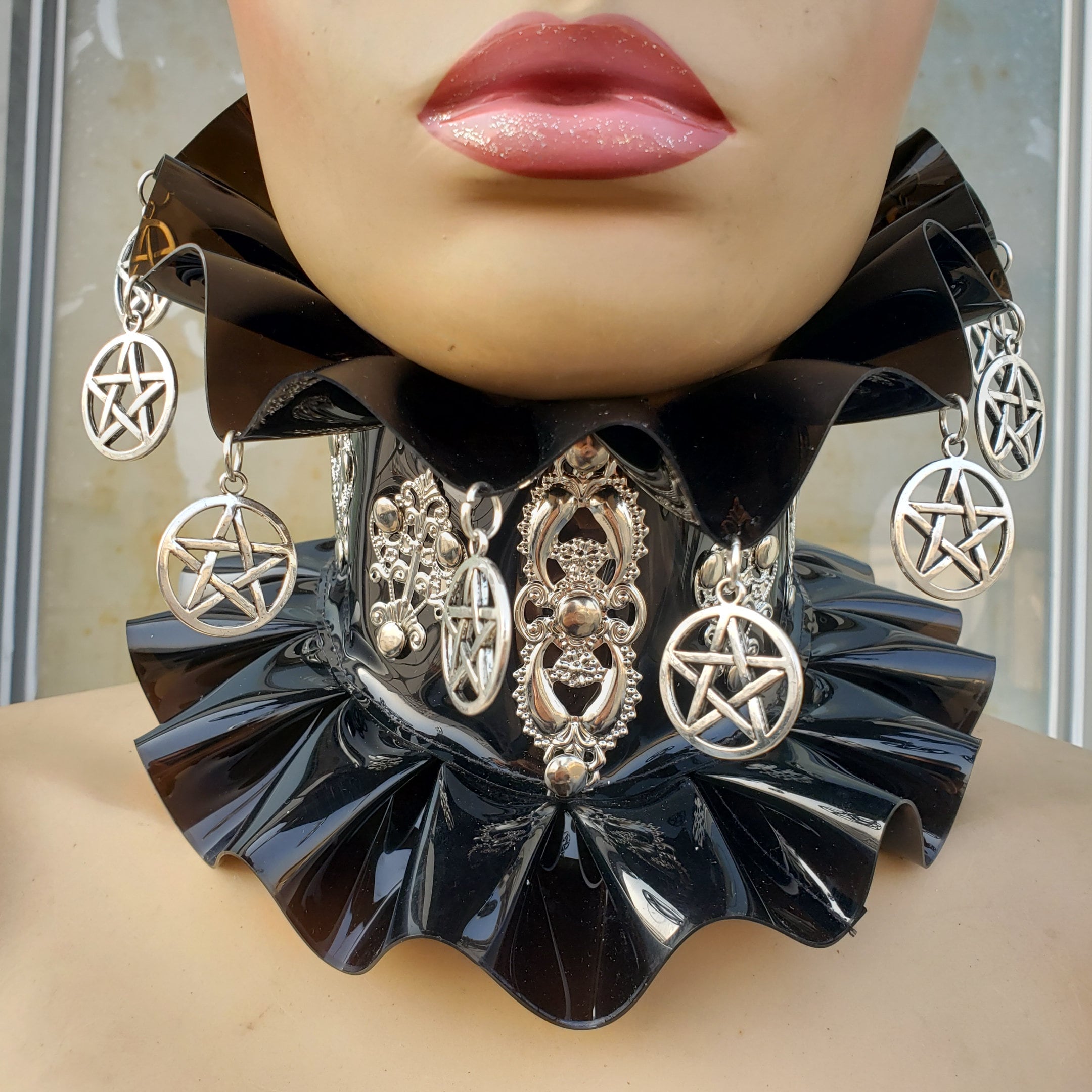 PVC Gothic Posture Collar,corset Collar,fetish Collar,lace up Collar ...