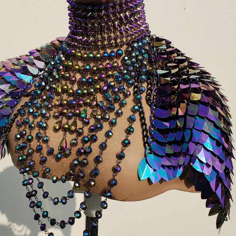 Iridescent Rainbow Scalemail Chainmail Harness Shoulder - Etsy