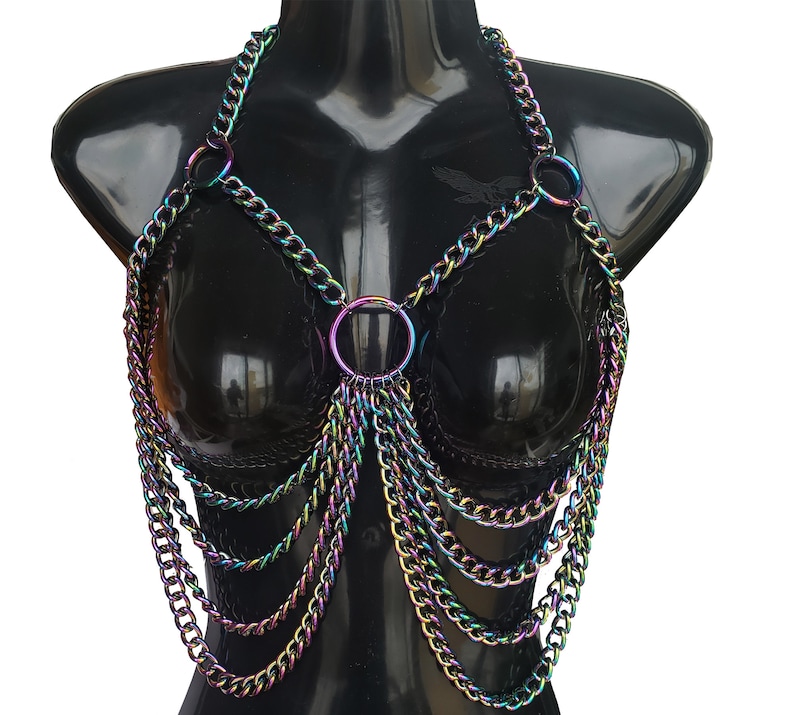 Rainbow Body Chain Harnessfetish Harnesswomen Chest Chain - Etsy