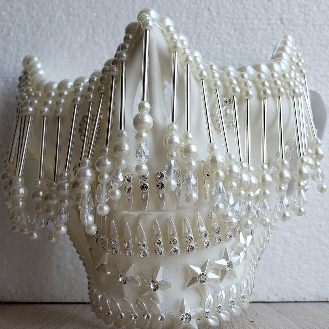 White Skull Mask,pearl Mask,rave Mask,fetival Mask,halloween Mask ...