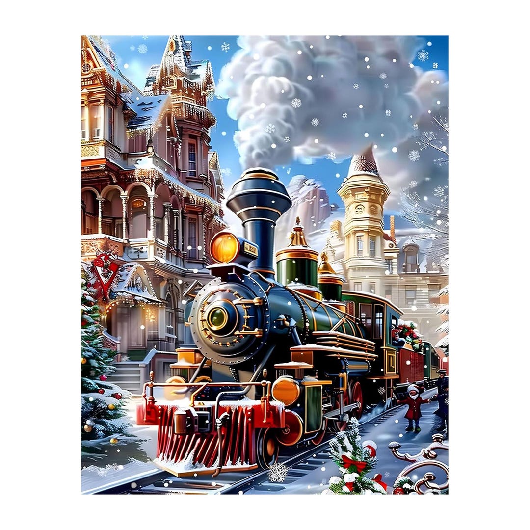 Christmas Train Diamond Painting Kit: Full Drill Mosaic Embroidery Art ...