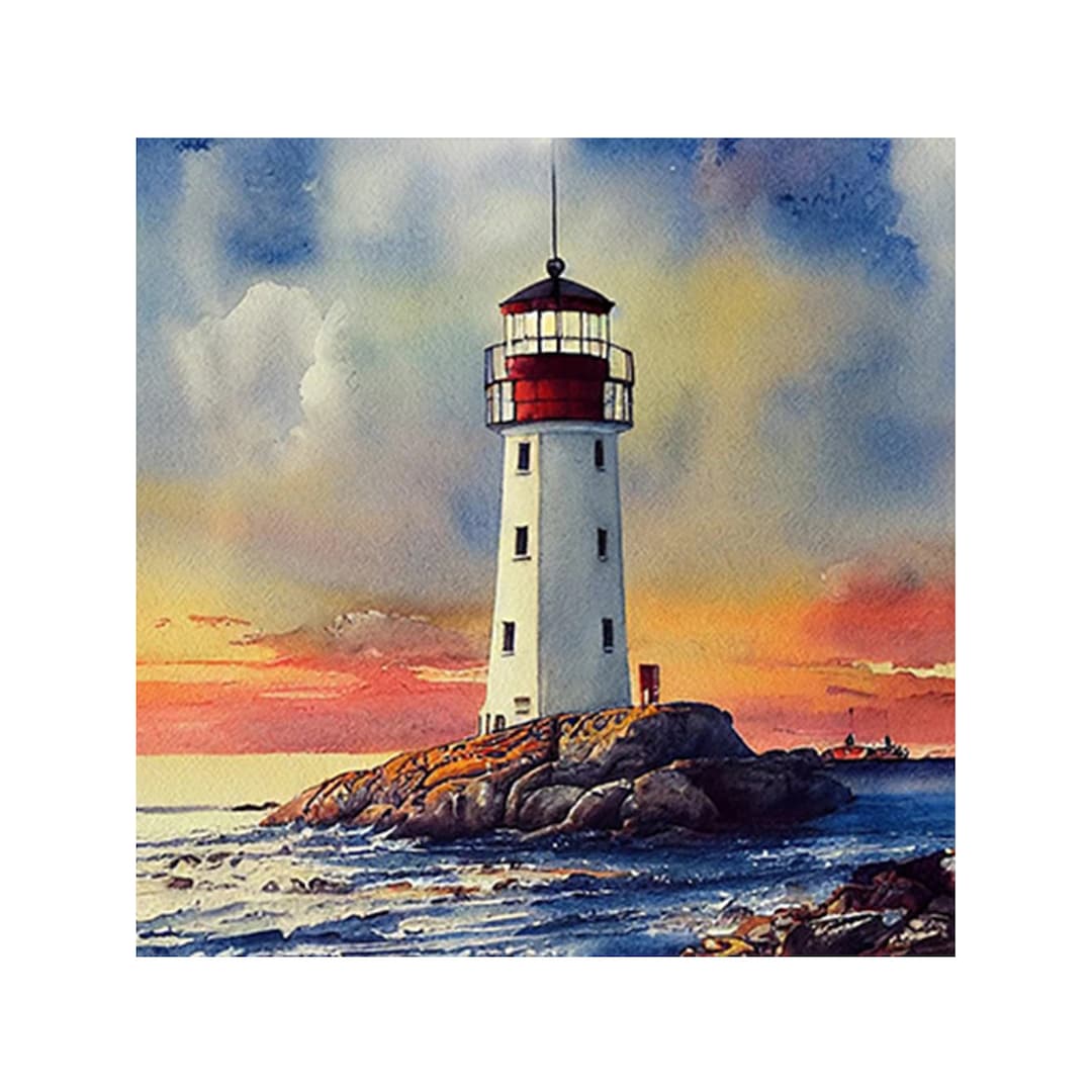 5D DIY Lighthouse Diamond Painting Kit Complete Set, Diamond Embroidery ...