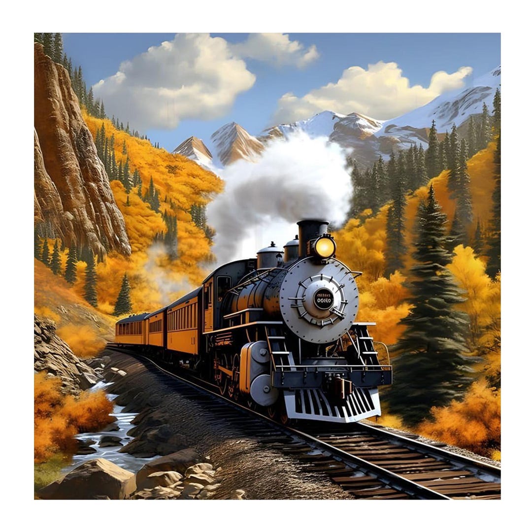5D DIY Diamond Painting Train Embroidery Kit Mosaic Cross Stitch Home ...