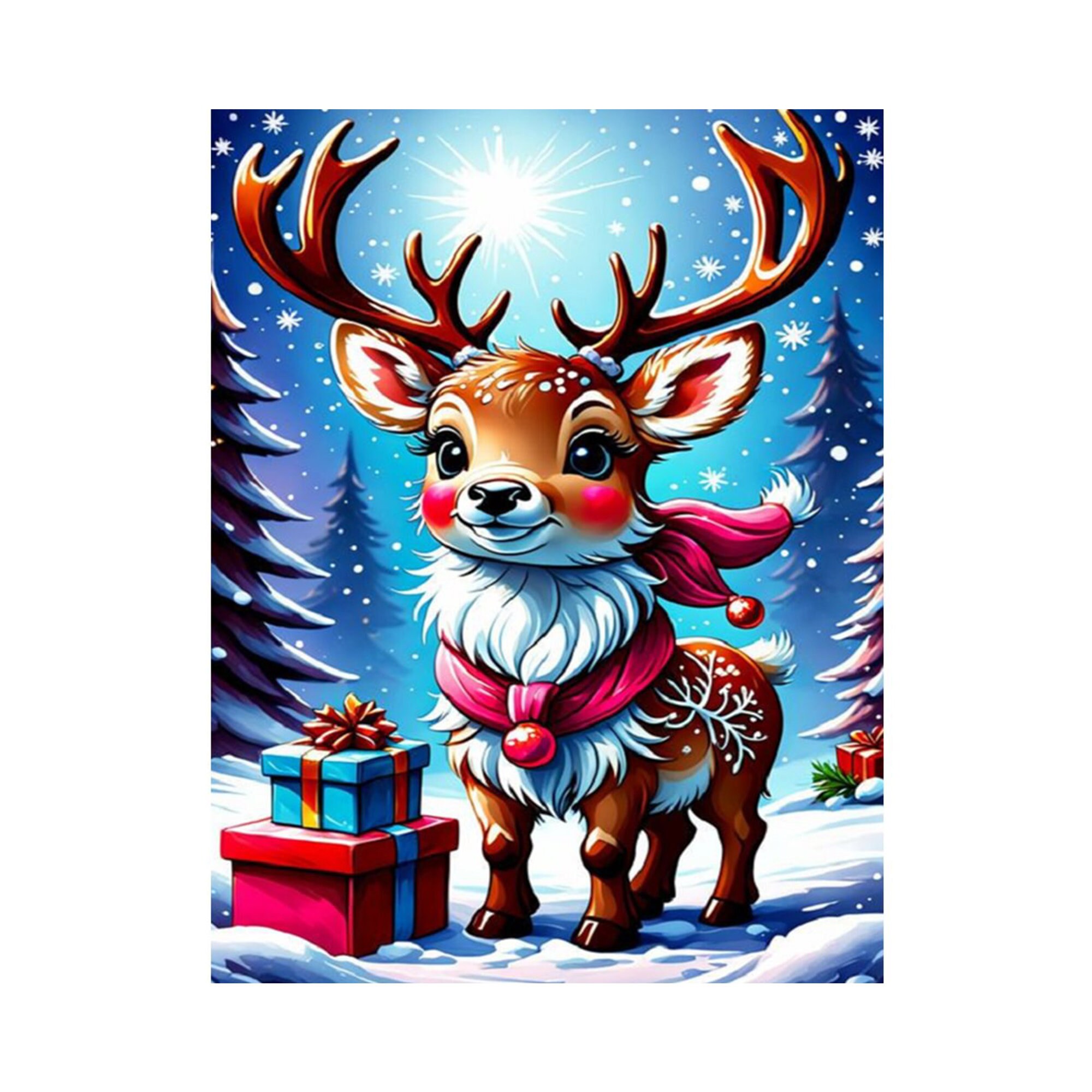 5D DIY Embroidery Diamond Painting Snowy Elk Mosaic Picture Rhinestone ...