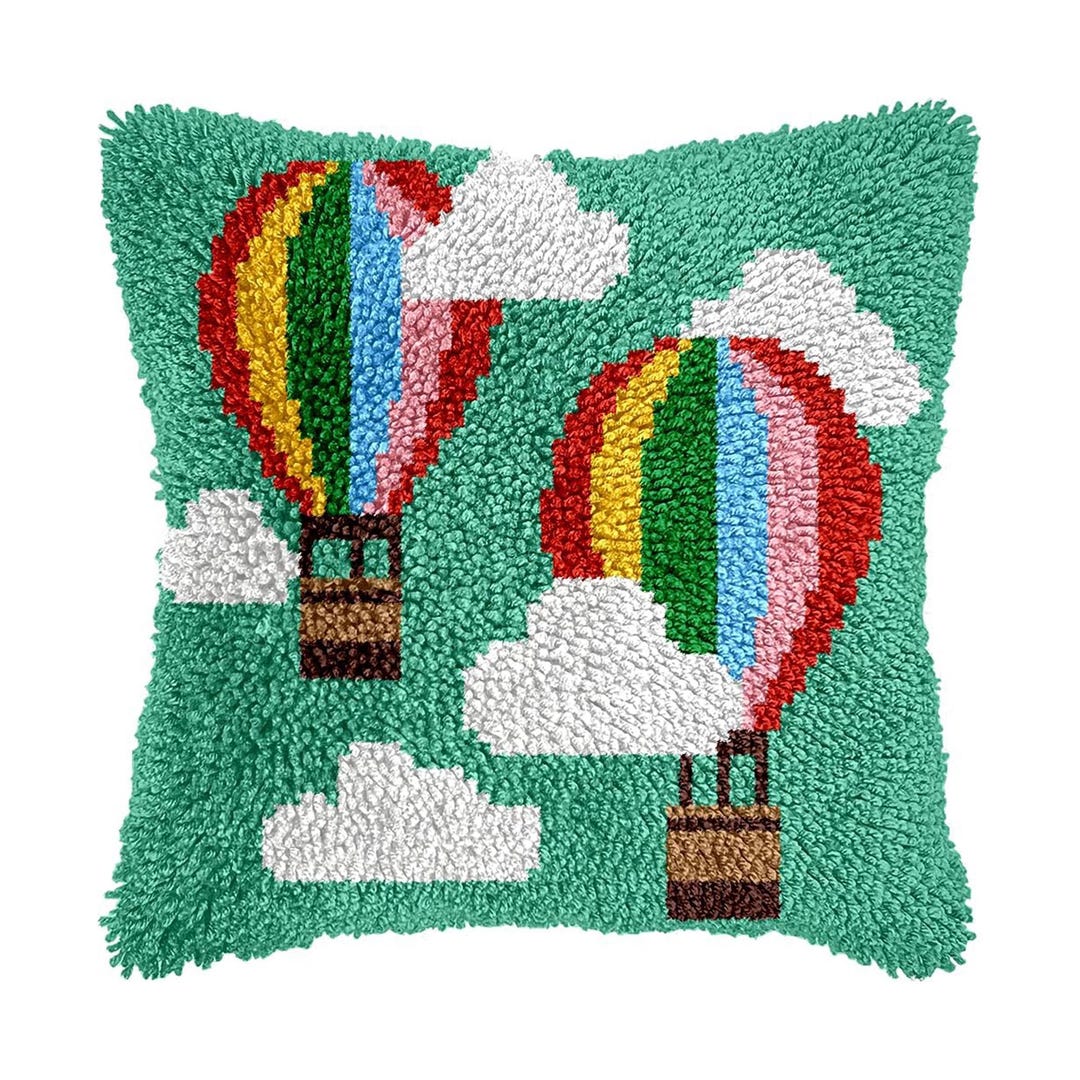 DIY Latch Hook Pillow Kit: Hot Air Balloon Design - Etsy