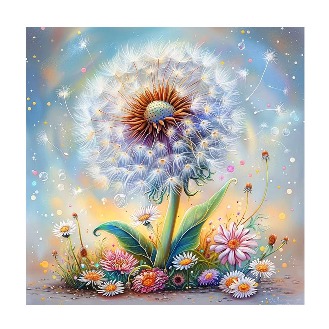 5D DIY Diamond Painting Dandelion Embroidery Kit Mosaic Cross Stitch ...
