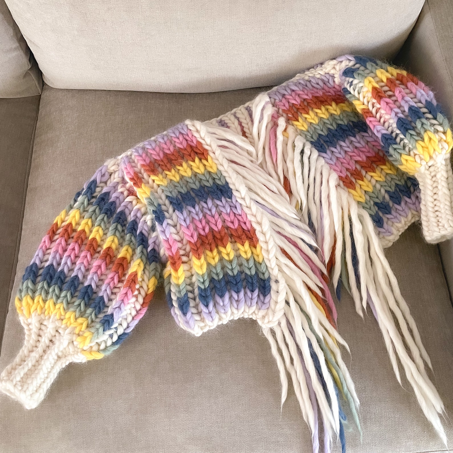 CHROMA BOMBER Two Tone Rainbow Colorwork Reversible Fisherman's Rib ...