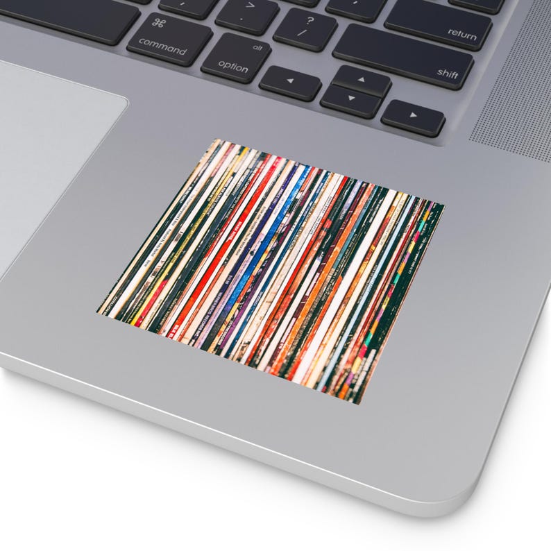 Colorful Vinyl Record Spines Square Sticker | Retro Music Pattern ...