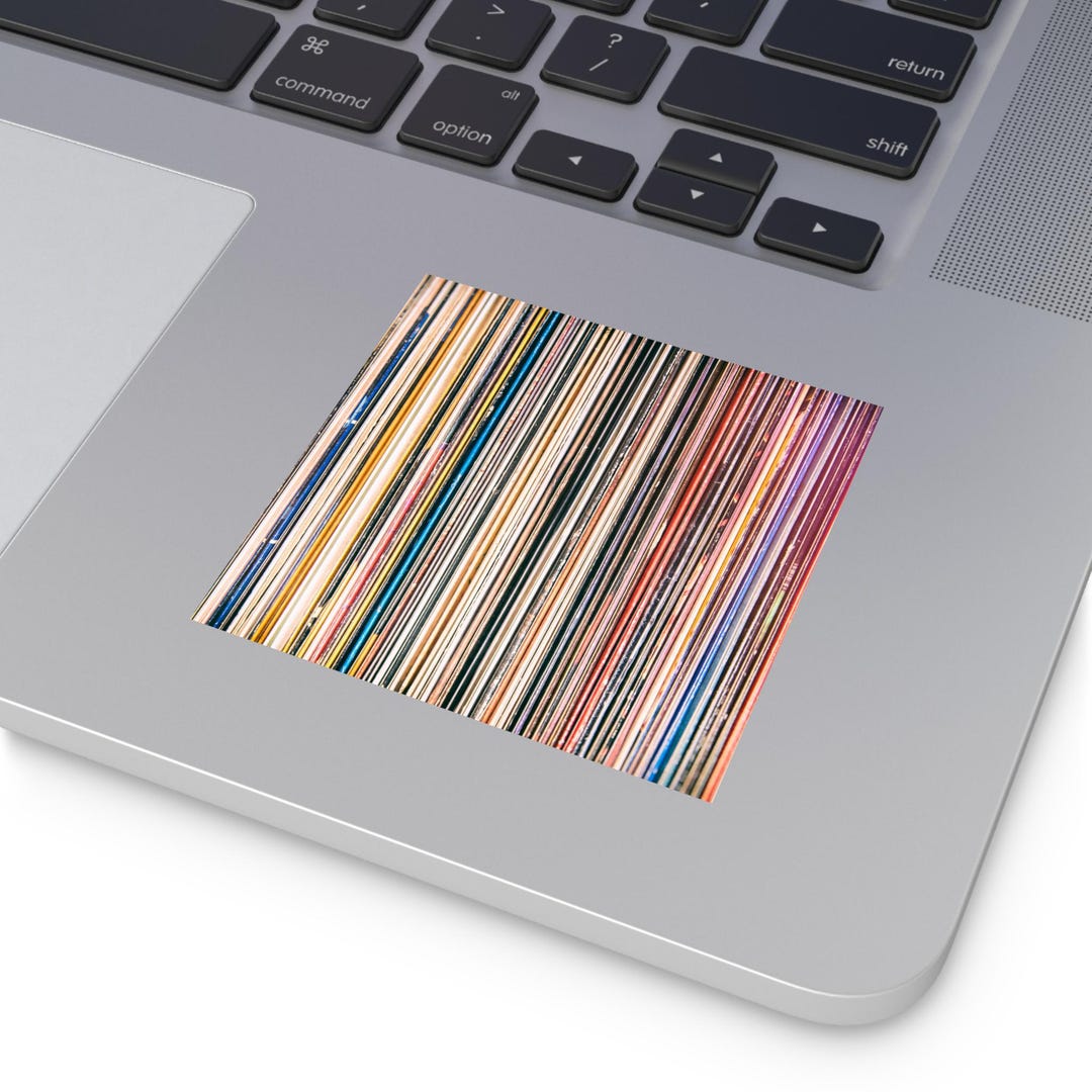 Vintage Record Spine Pattern Square Sticker | Colorful Vinyl Stripes - Etsy