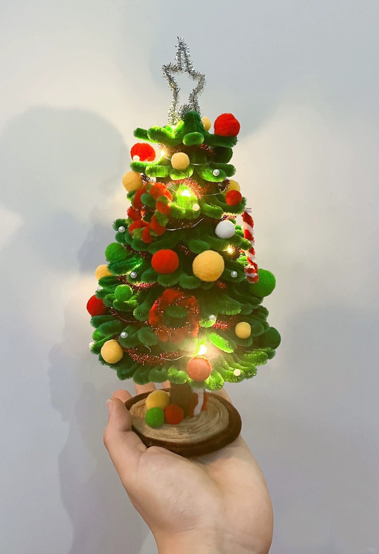 Mini Christmas Tree Night Lights Lamphand Knitted Christmas - Etsy UK