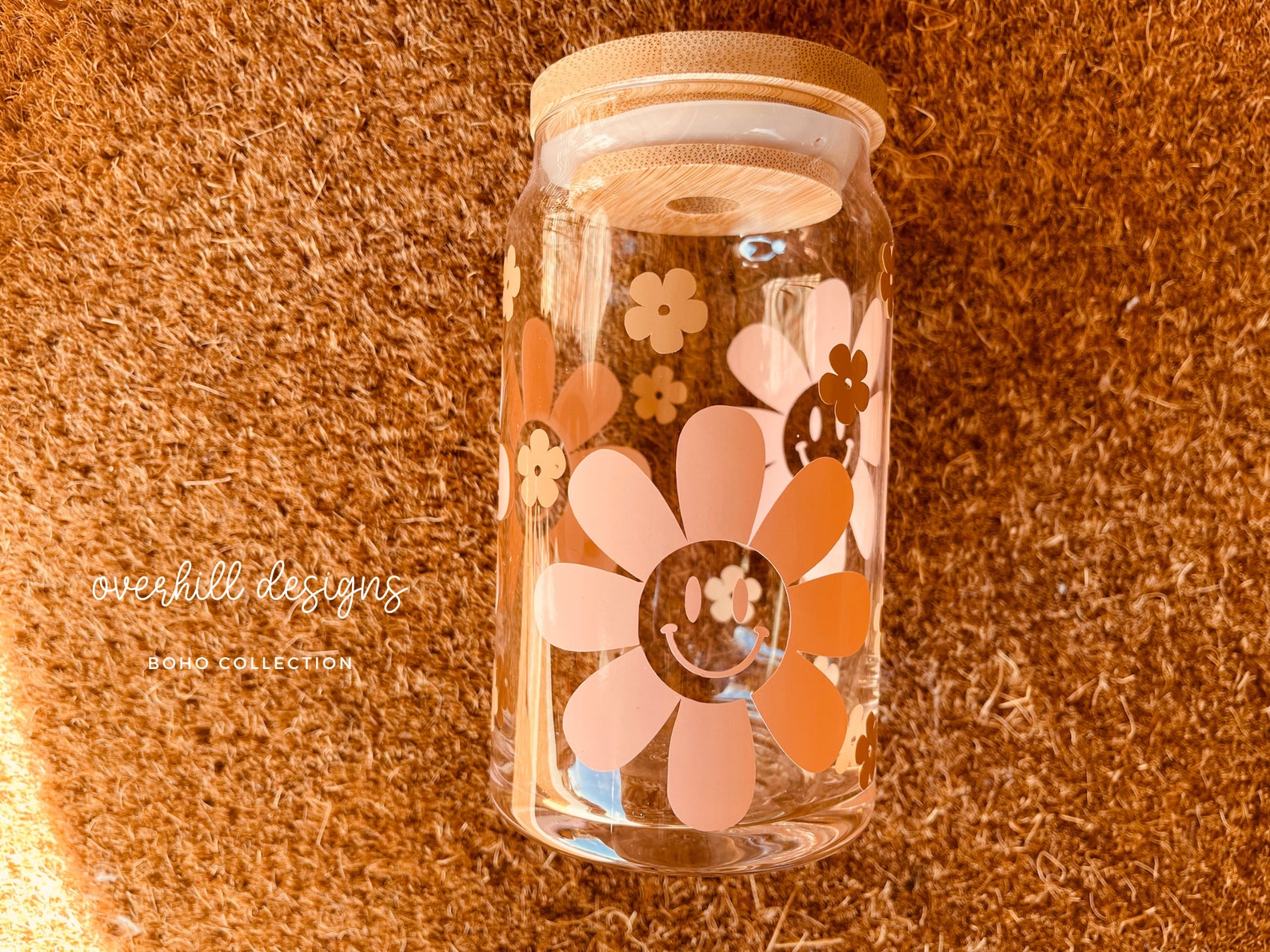 Happy Daisy Beer Can Glass 16oz Glass Cup With Bamboo Lid - Etsy