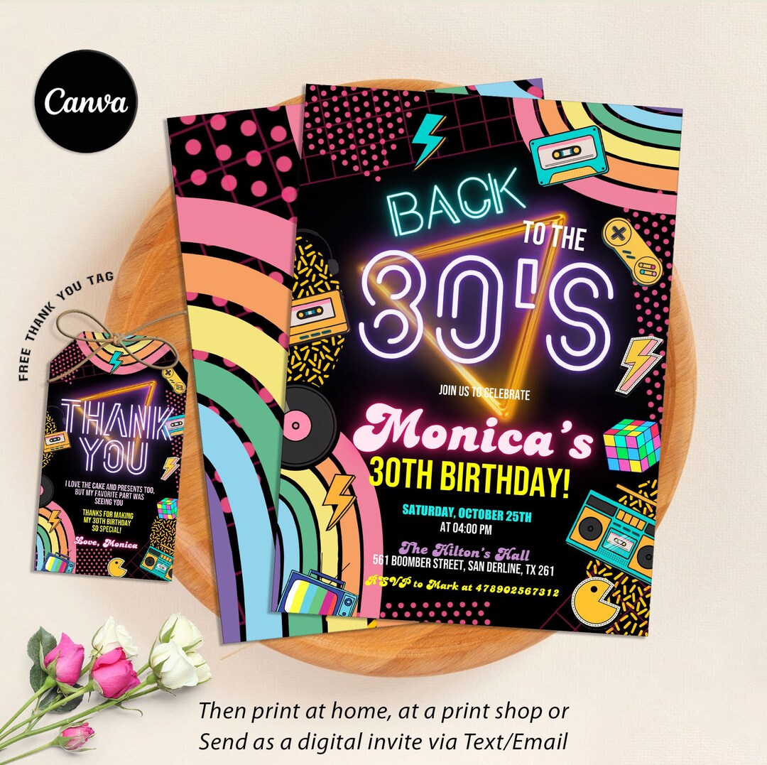 Editable 80s Birthday Party Invitation, Back to 80s, Neon Glow Party ...