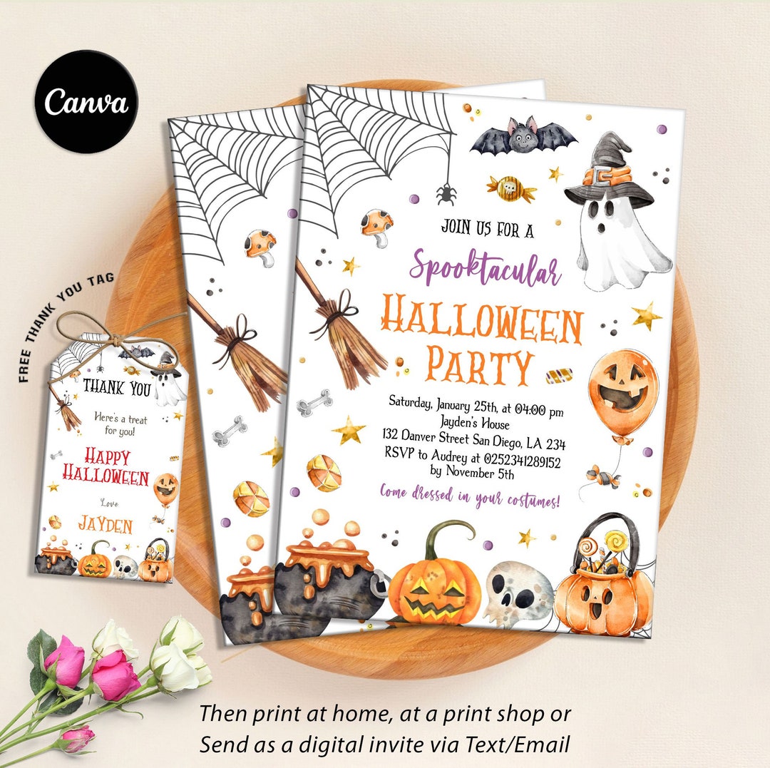 Editable Halloween Invitation, Halloween Party Invitation, Halloween Birthday Invitation ...