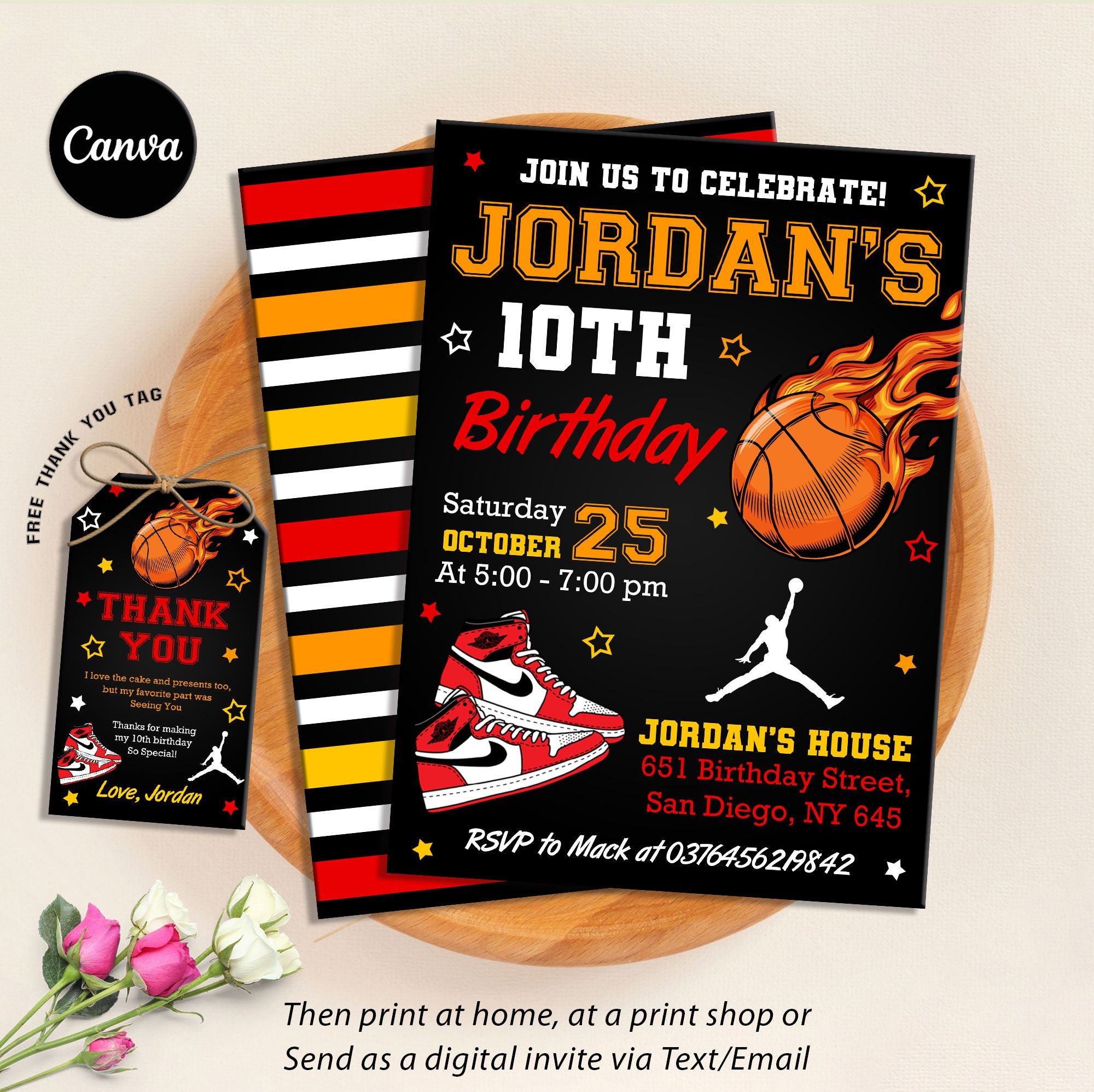 Editable Basketball Invitation, Basketball Birthday Party Invitation ...