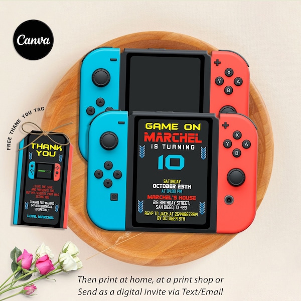 Nintendo Switch Invitation - Etsy
