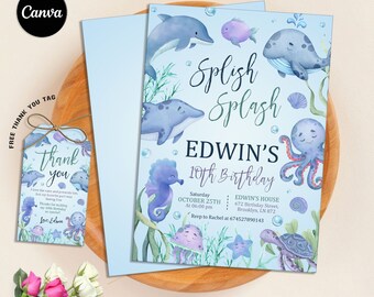 Under the Sea Birthday Invitation Template, Editable Ocean Animals ...