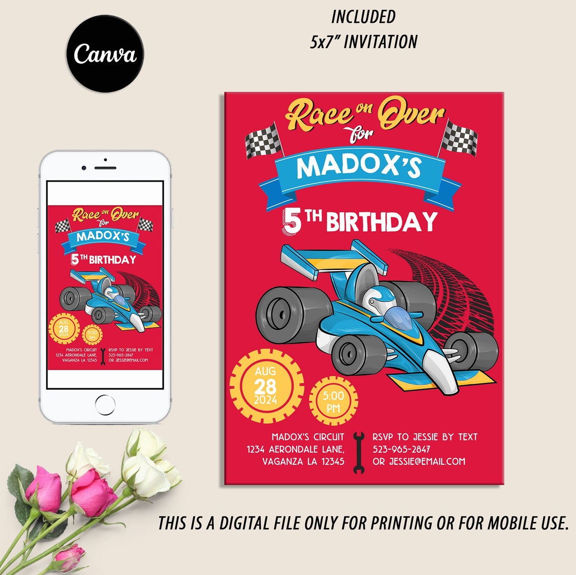 Race Car Invitation Race Car Birthday Invitation Car Party - Etsy