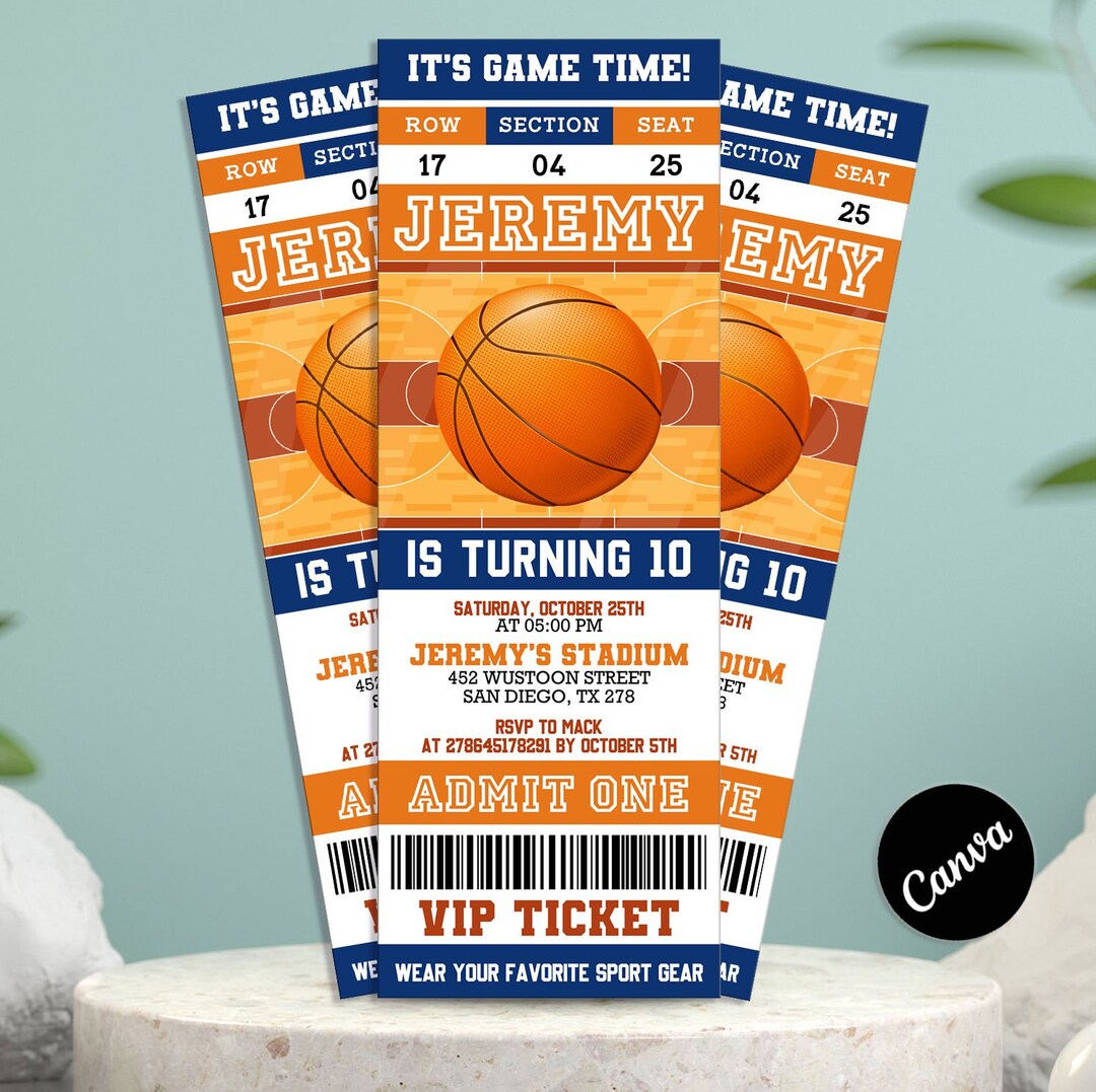 Basketball Ticket Birthday Invitation, Basketball Ticket Invitation ...