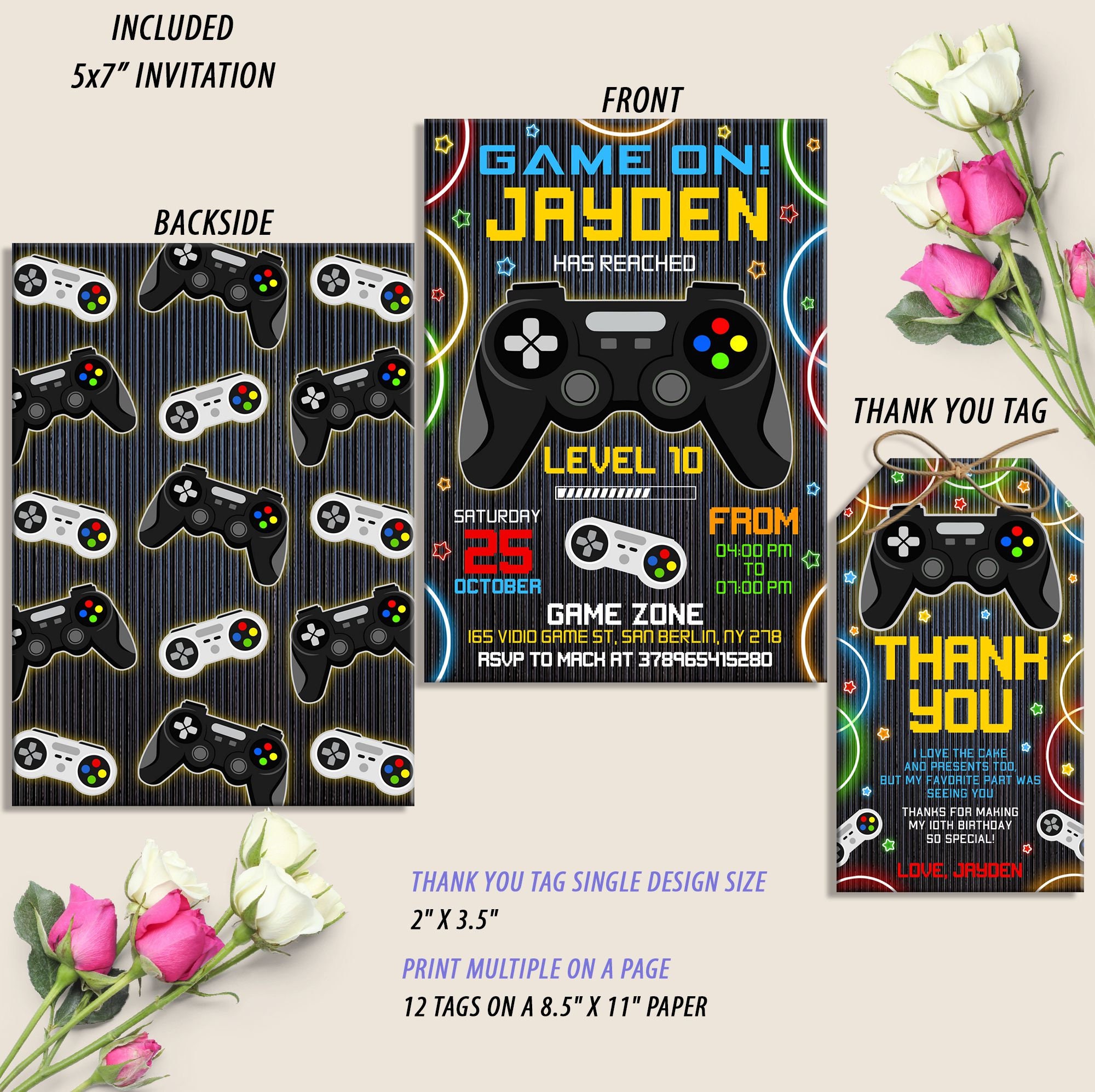 Video Game Birthday Invitation, Gamer Party Invitation, Gaming, Game ...