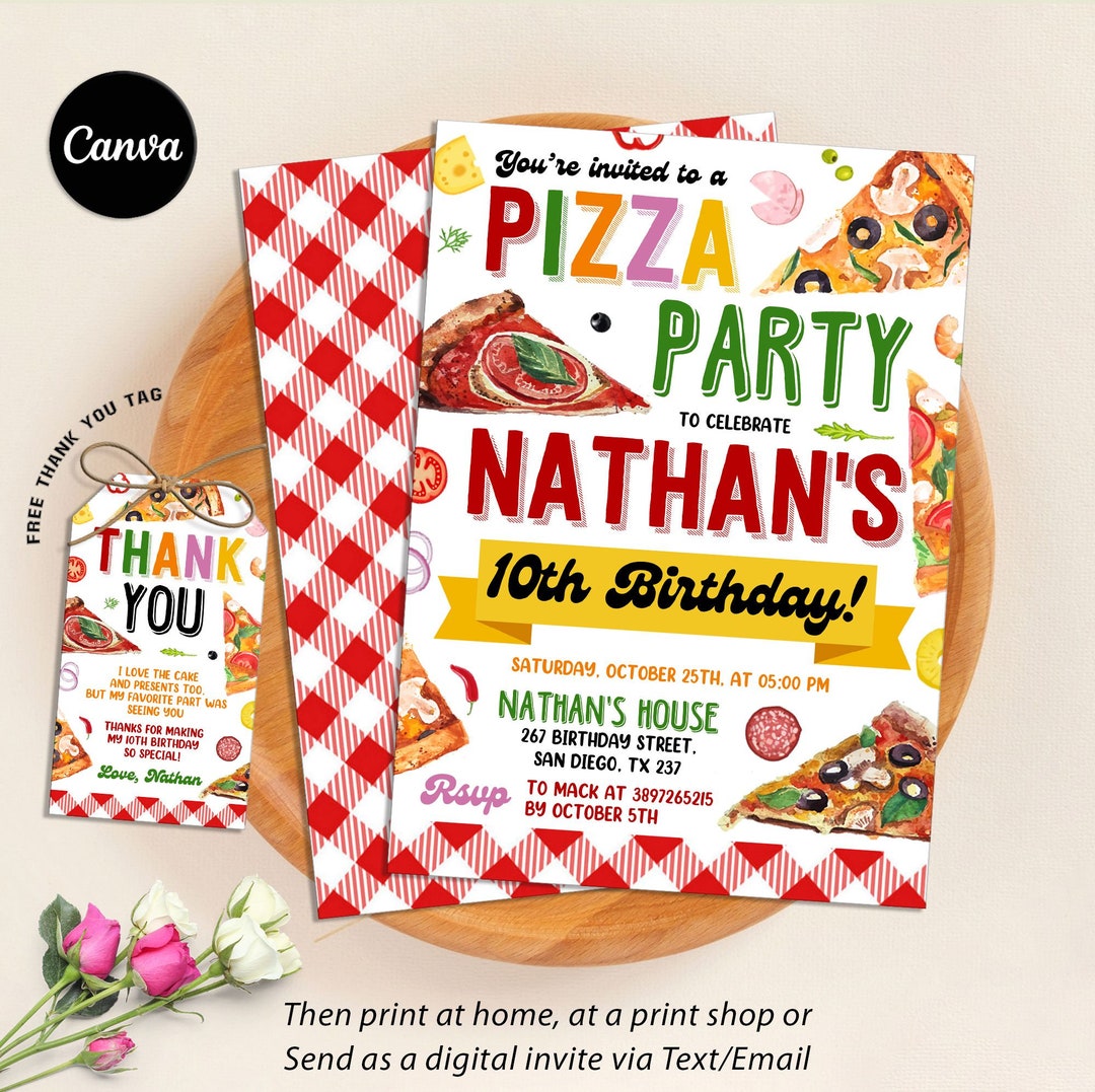 Pizza Birthday Party Invitation, Pizza Making Invite, Kids Pizza Party ...