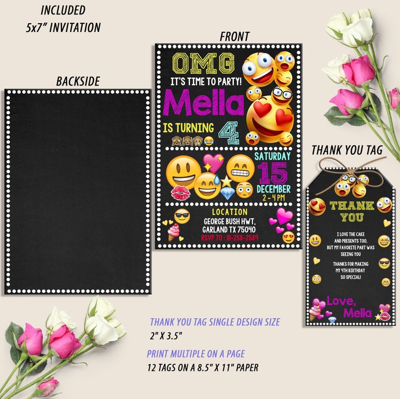 Emoji Invitation Emoji Party Emoji Birthday Invitation - Etsy