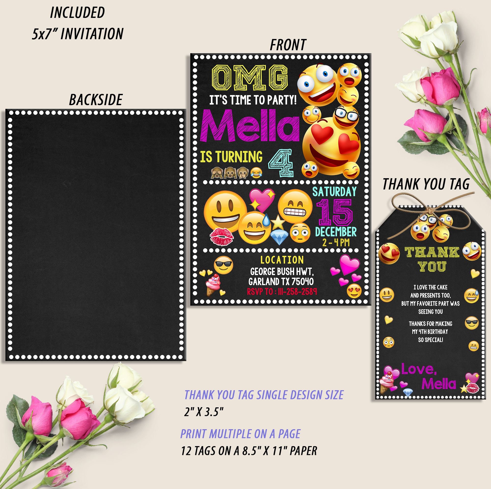Emoji Invitation Emoji Party Emoji Birthday Invitation - Etsy