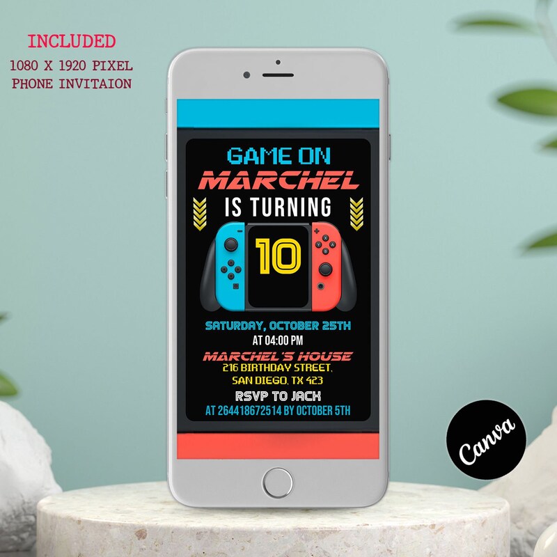 Nintendo Switch Invitation - Etsy
