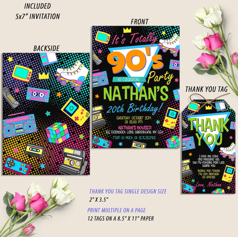 Editable 90s Party Invitation, Back to the 90s, Throwback Party, House ...