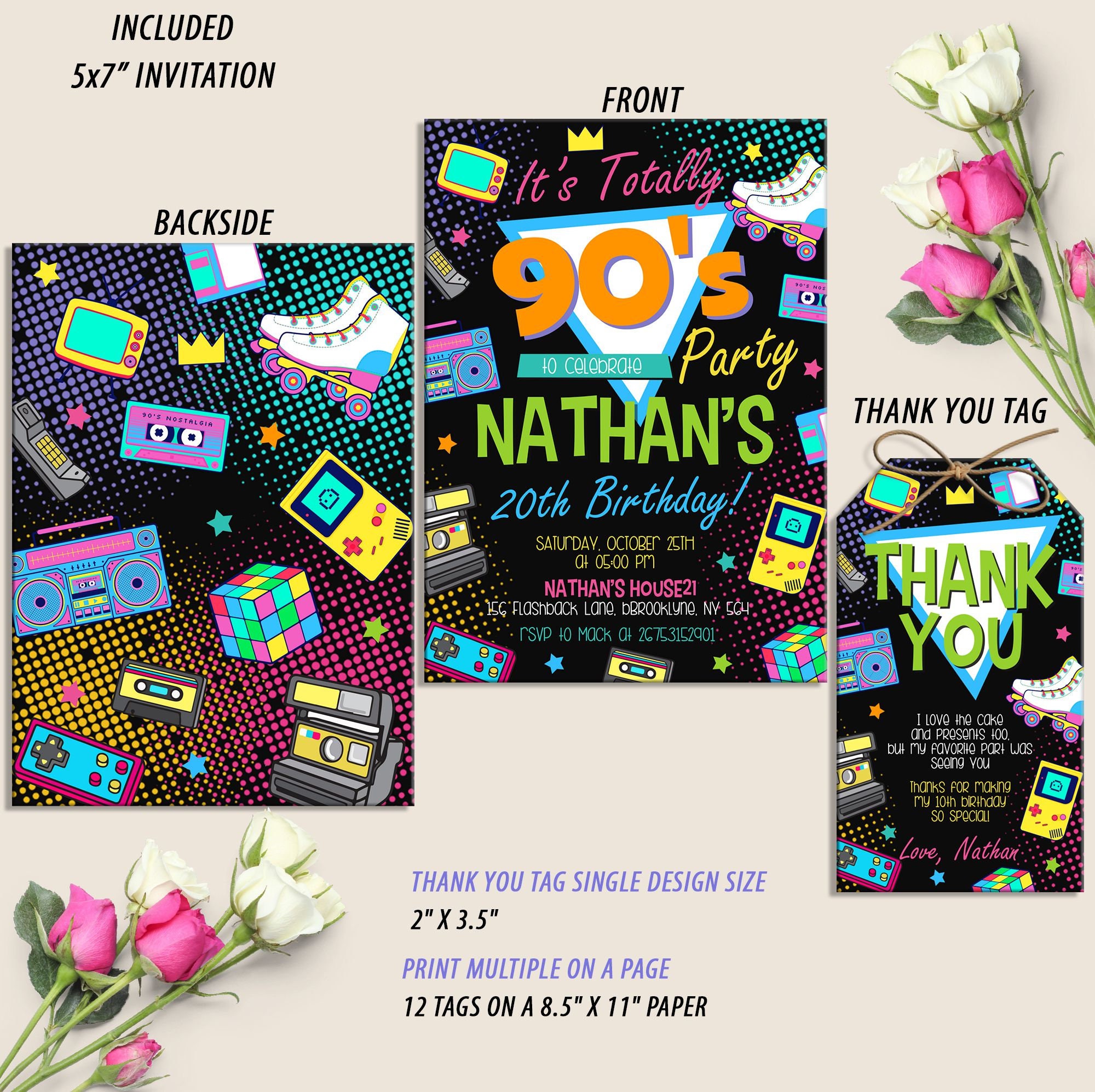 Editable 90s Party Invitation, Back to the 90s, Throwback Party, House ...