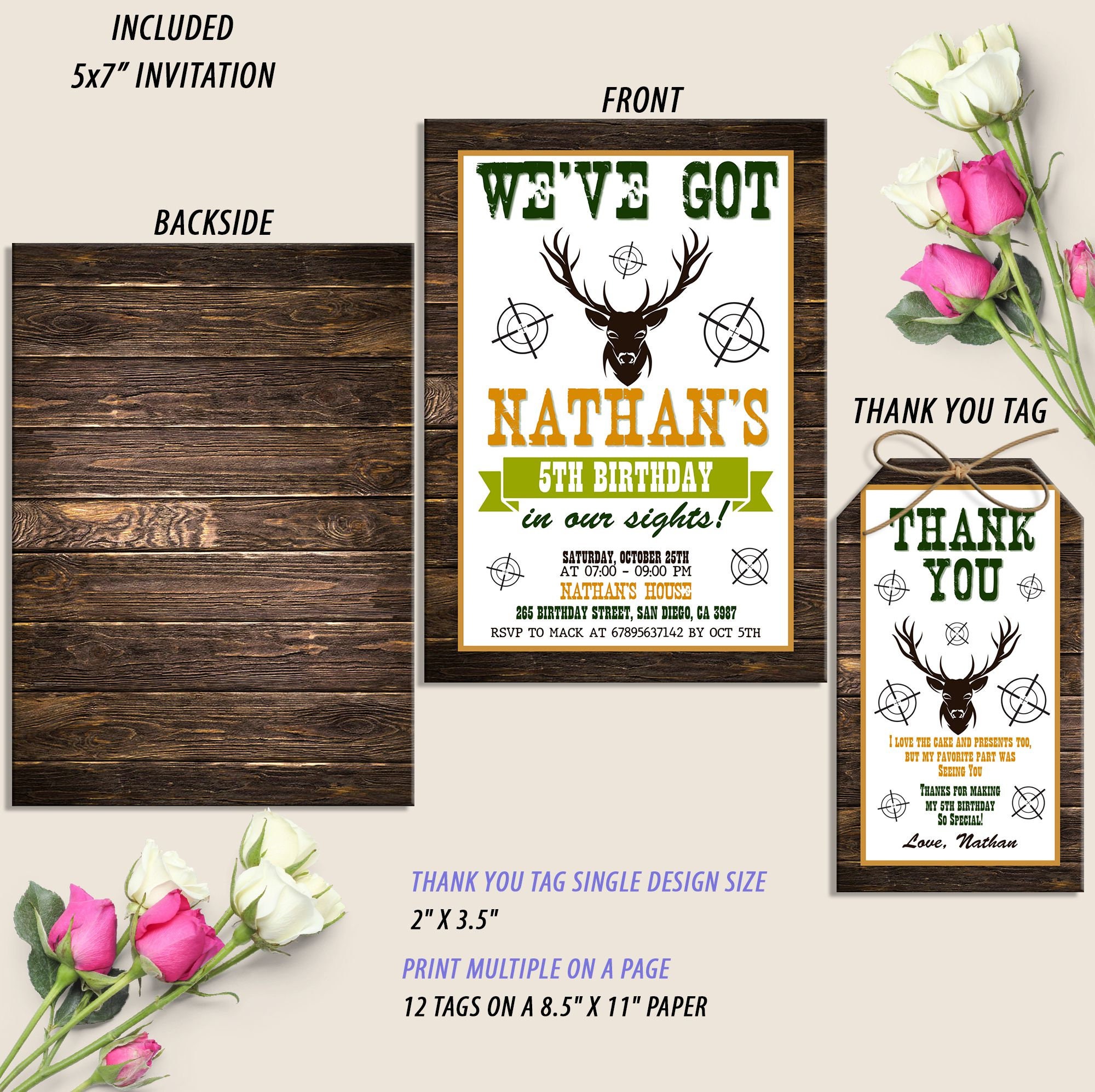 Editable Hunting Invitation, Hunting Birthday Invitation, Deer Birthday ...