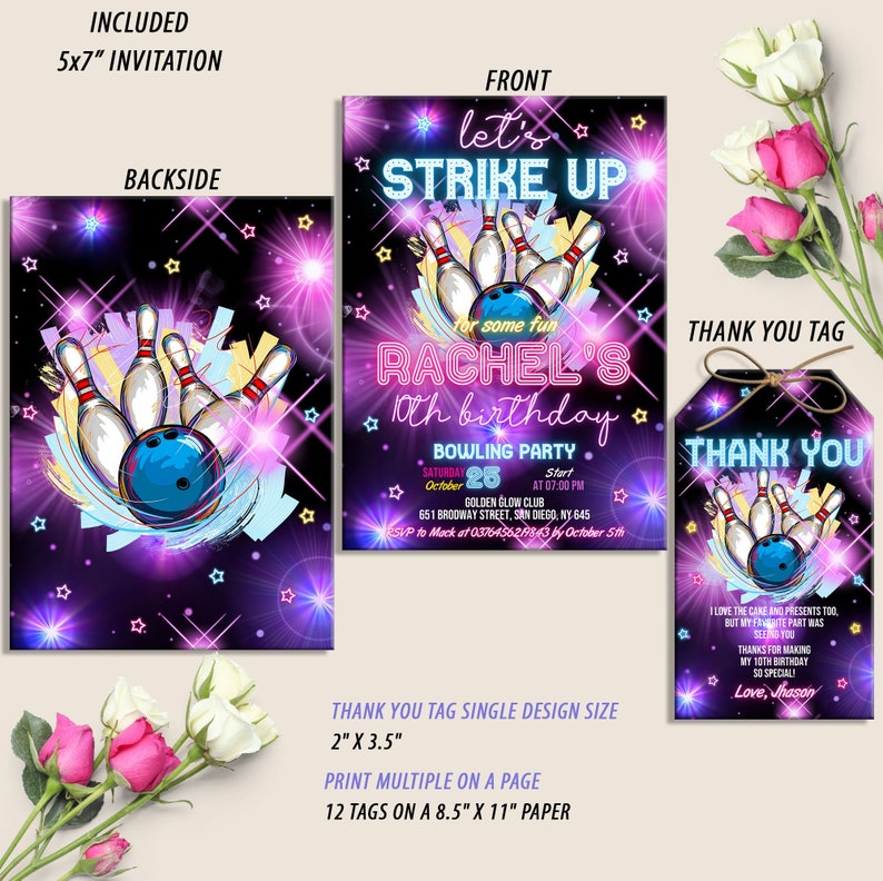 Bowling Birthday Invitation, Let's Strike up Some Fun, EDITABLE Bowling ...