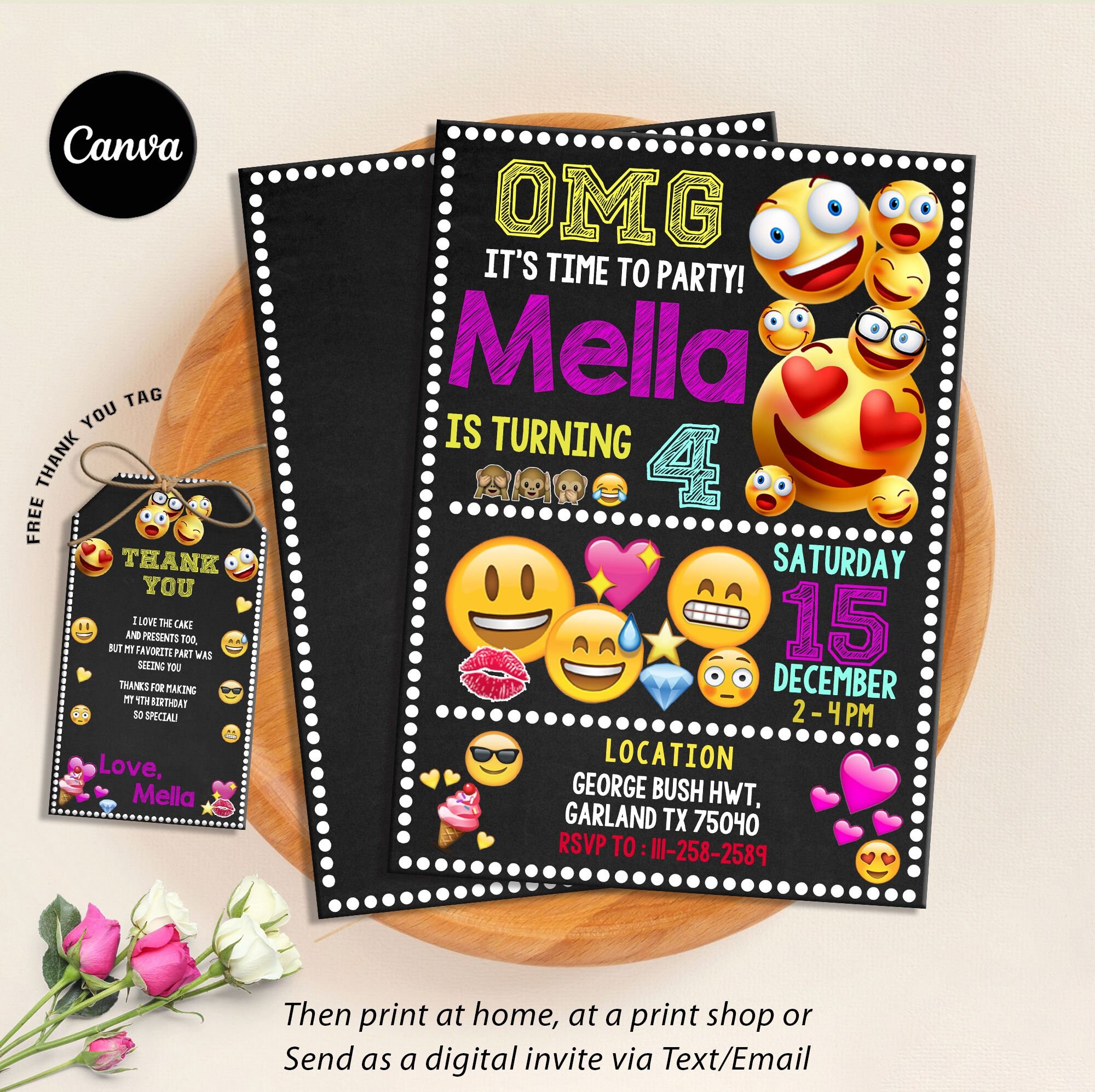 Emoji Invitation Emoji Party Emoji Birthday Invitation - Etsy