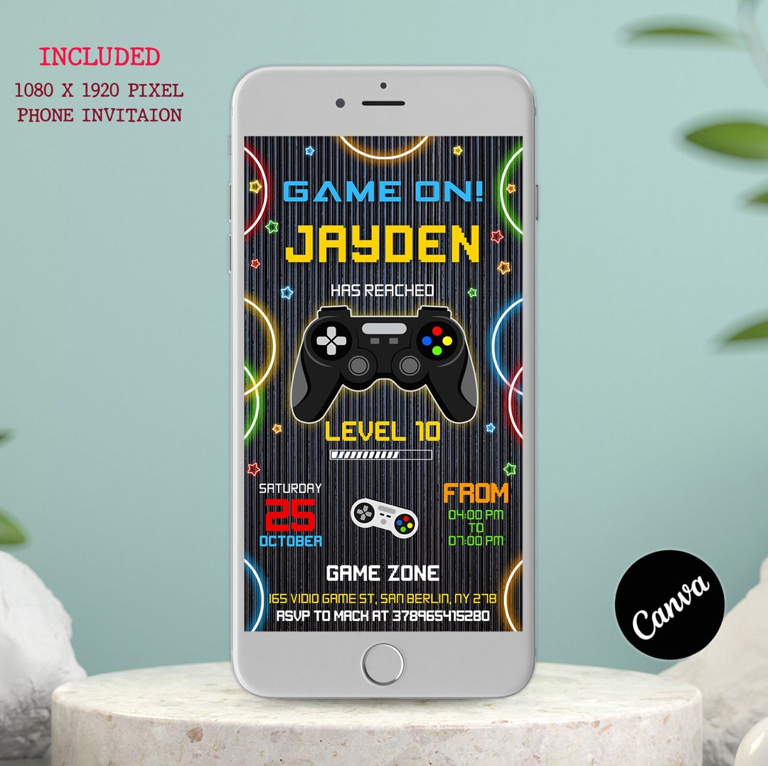 Video Game Electronic Invitation, Game Birthday Party Invitation, Gamer ...