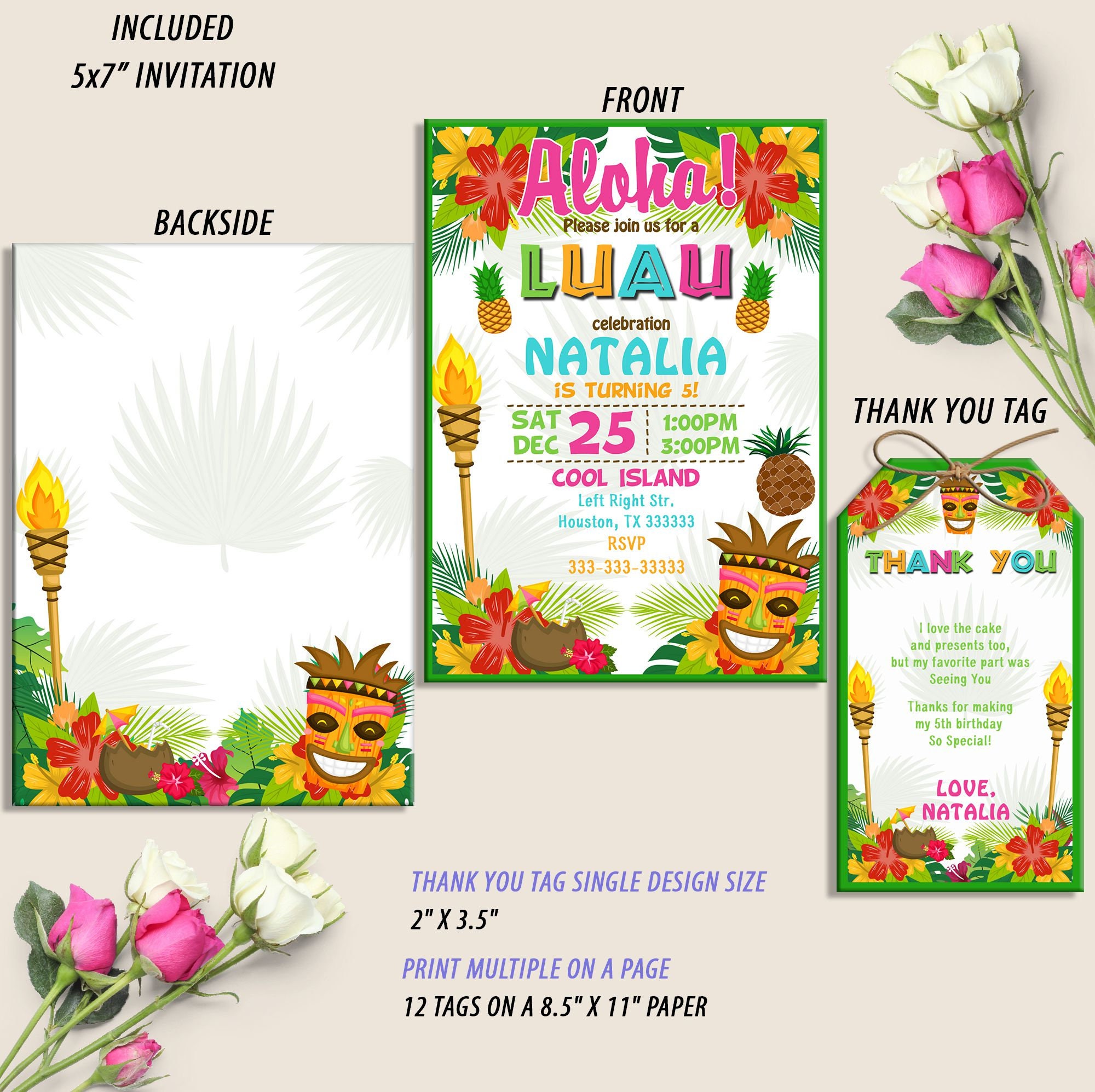 Editable Luau Invitation, Luau Birthday Invitation, Luau Party ...