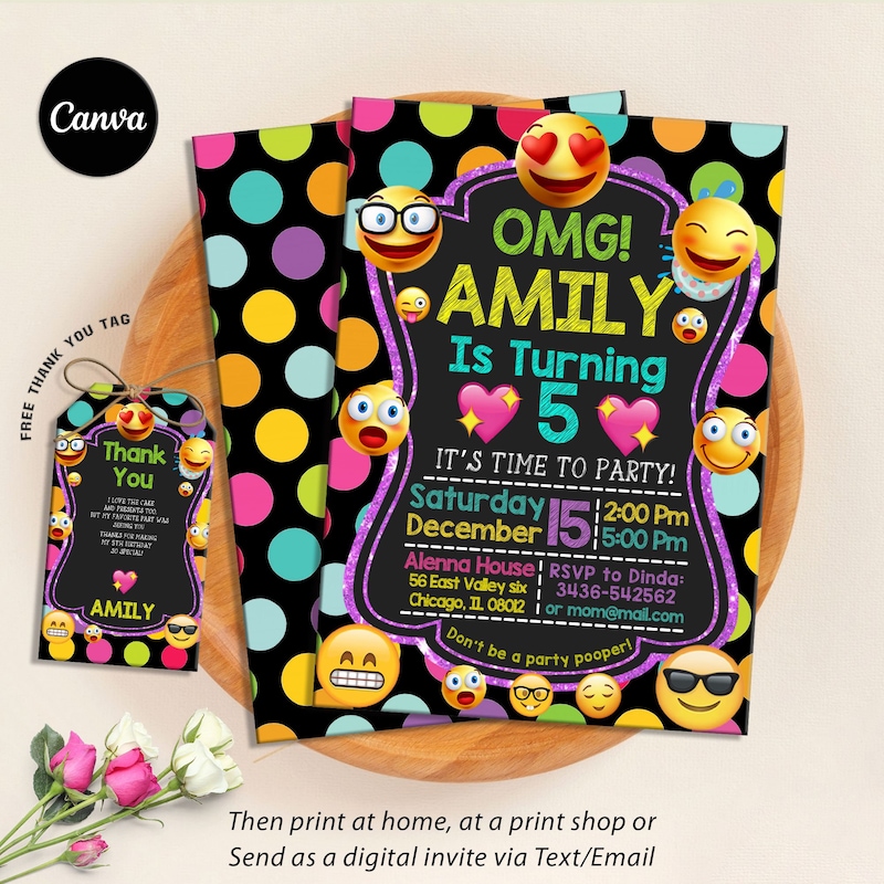 Emoji Invitation - Etsy