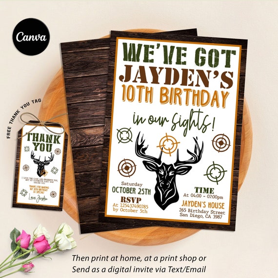 Come Hunting Birthday Invitations Printable Hunting Birthday