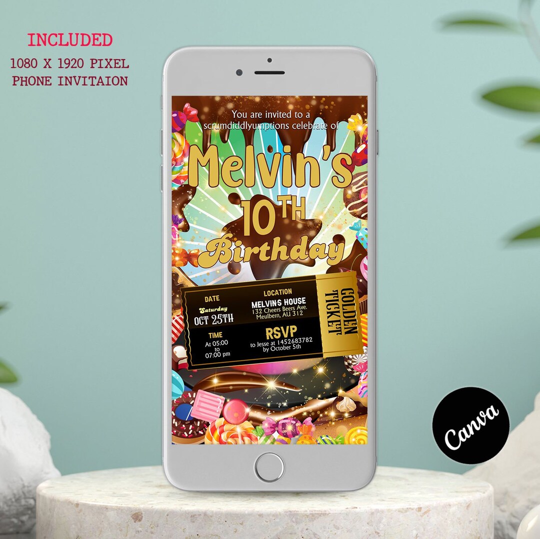 Chocolate Factory Party Invitation, Chocolate Factory Theme Evite ...