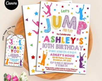 Jump Birthday Invitation, Jump Invite, Trampoline Party, Bounce House ...