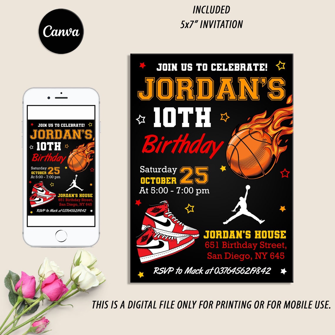 Editable Basketball Invitation, Basketball Birthday Party Invitation ...