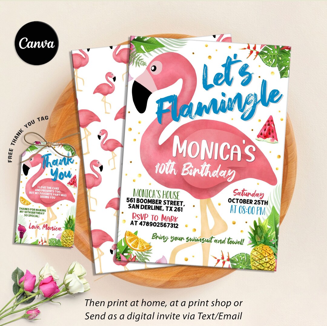 Flamingo Birthday Invitation, Flamingle Invitation, Flamingo Invitation ...