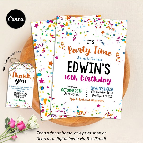 Confetti Invitation - Etsy