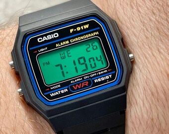 Custom Black Casio Watch With Red Screen Color Mod | Etsy