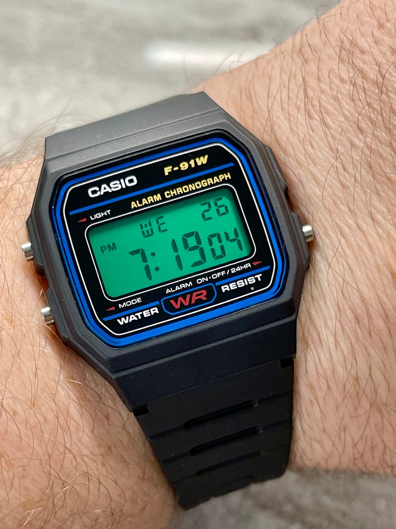 Custom Black Casio Watch With Color Screen Mod (pick Your Color) - Etsy