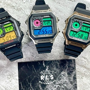 Custom Gold Casio World Time Watch With Color Screen Mod (pick Your ...
