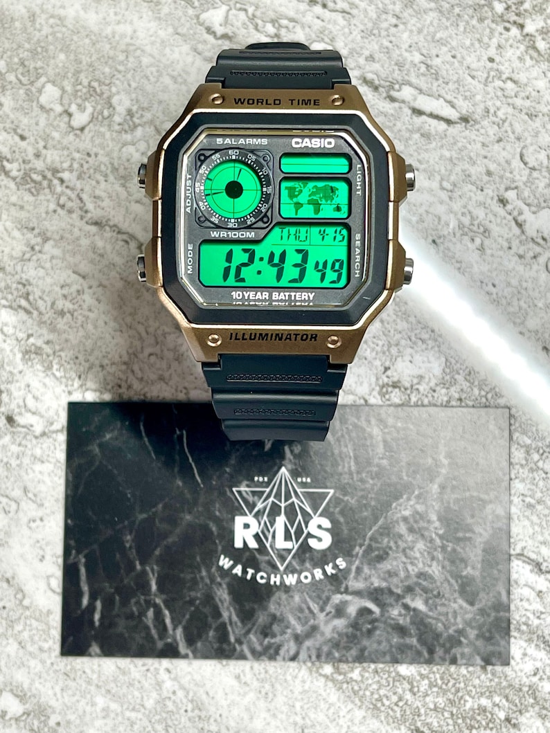 Custom Gold Casio World Time Watch With Color Screen Mod pick - Etsy