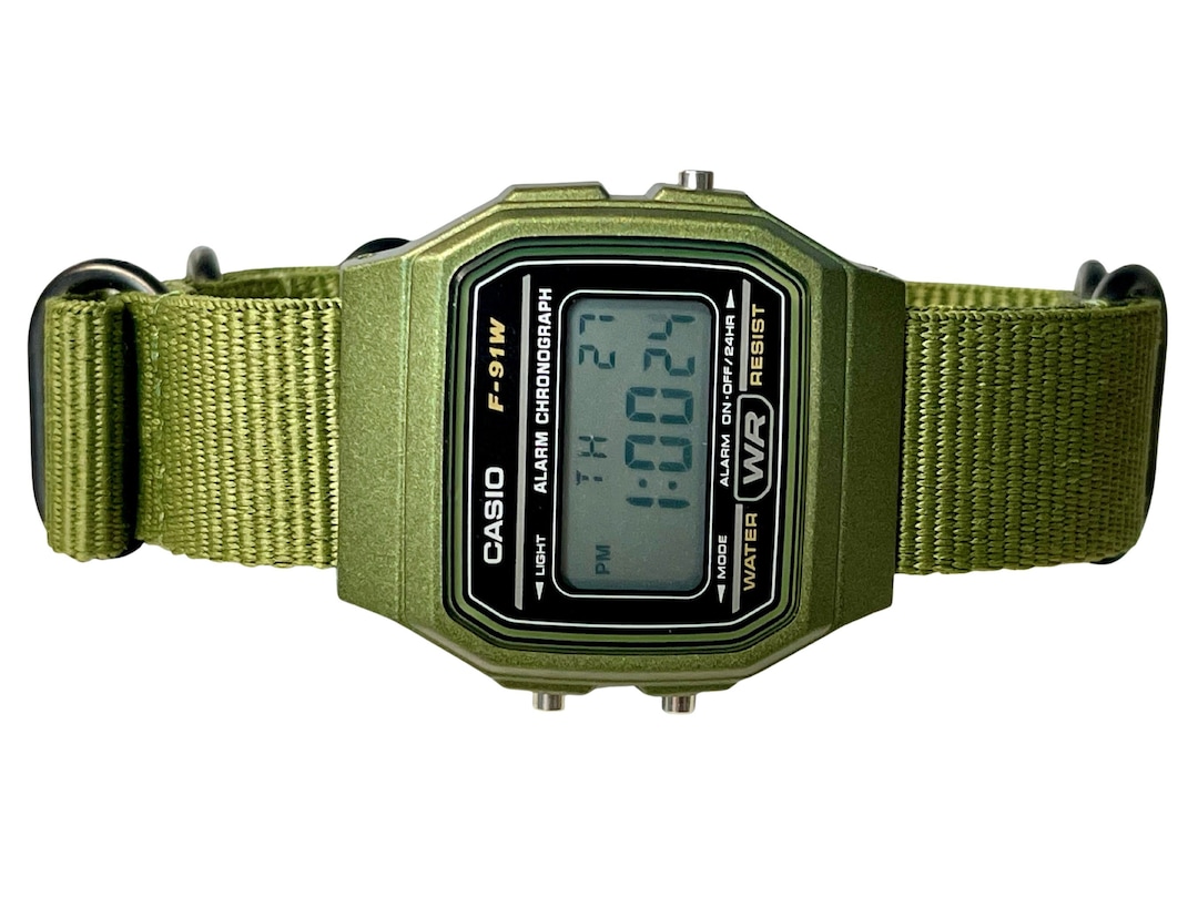 Custom Green Casio Watch on Green Strap W/ Black Hardware - Etsy Canada