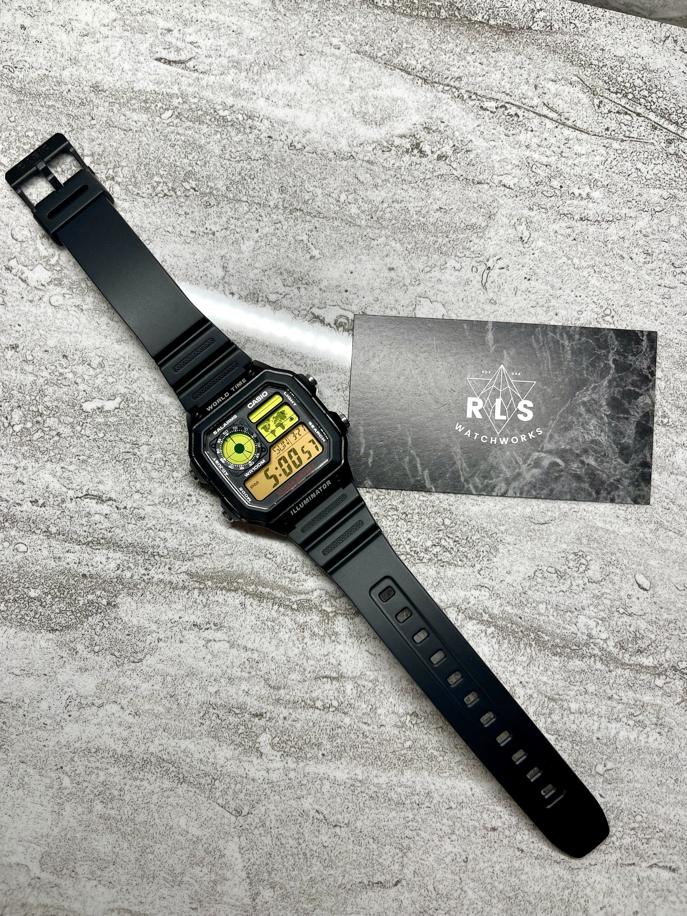 Custom Black Casio World Time Watch With Color Screen Mod | Etsy