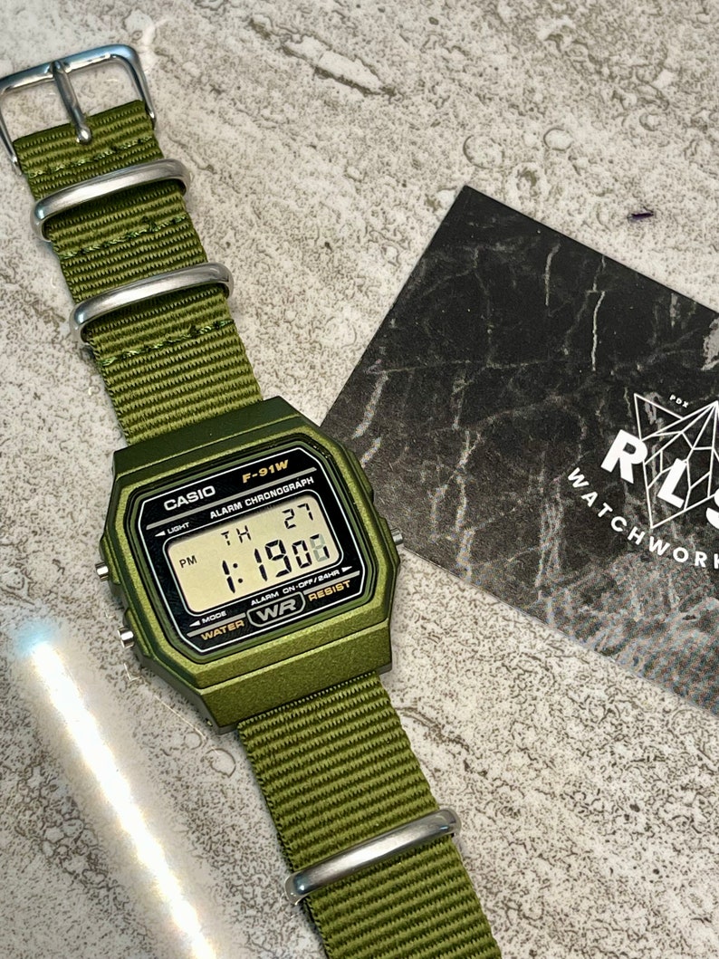 Custom Green Casio Watch on Green Strap W/ Silver Hardware - Etsy