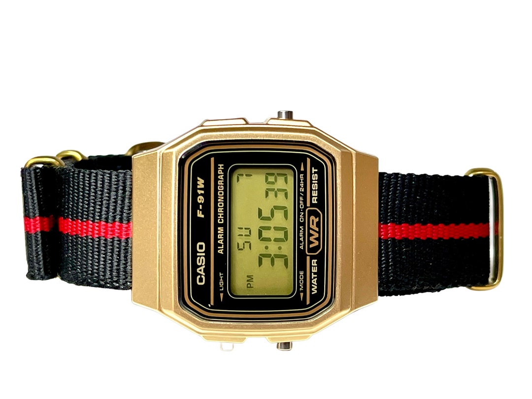 Custom Gold Casio Watch on Black/red Strap - Etsy